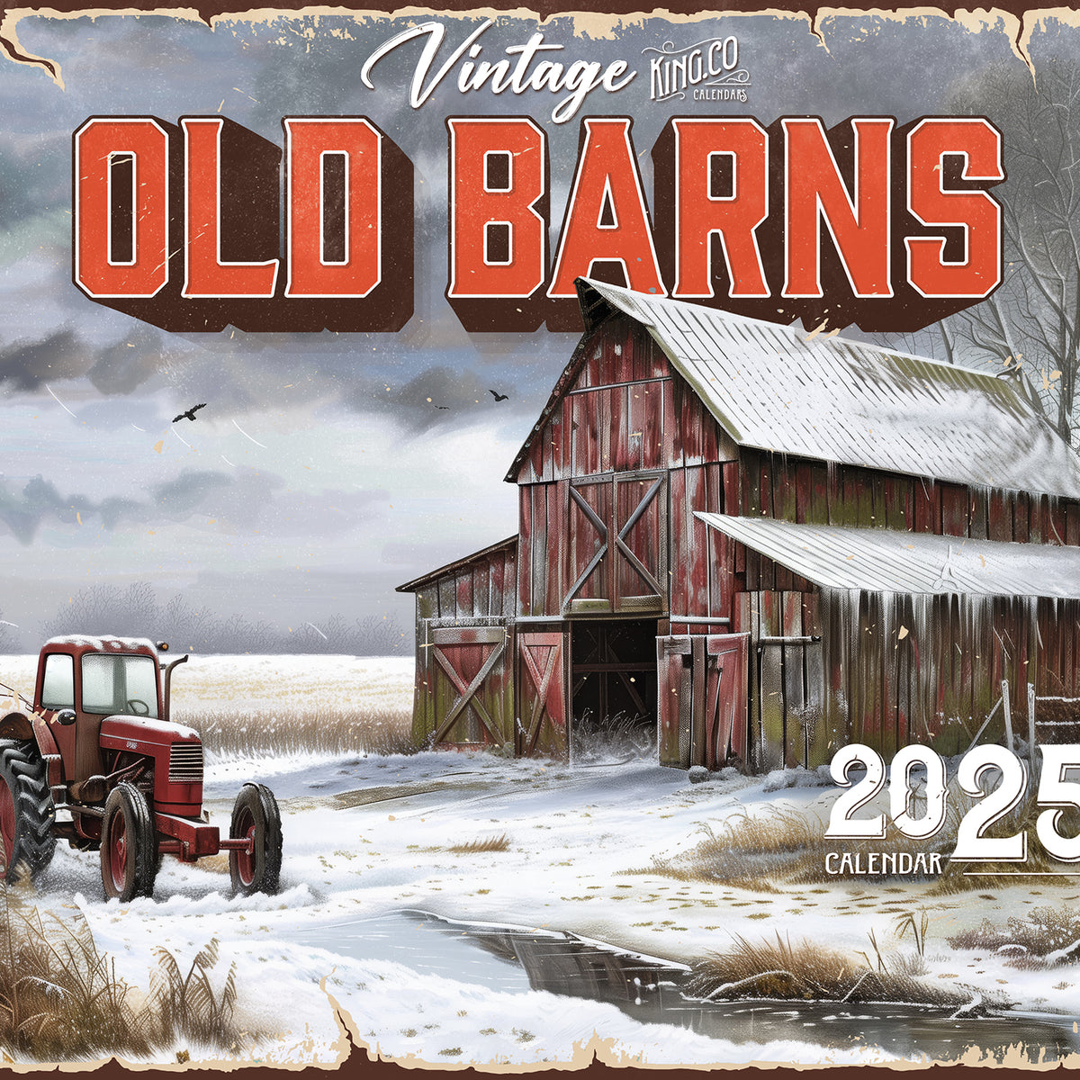 2025 Vintage Old Barns Wall Calendar 16-Month X-Large Size 14x22, Best ...