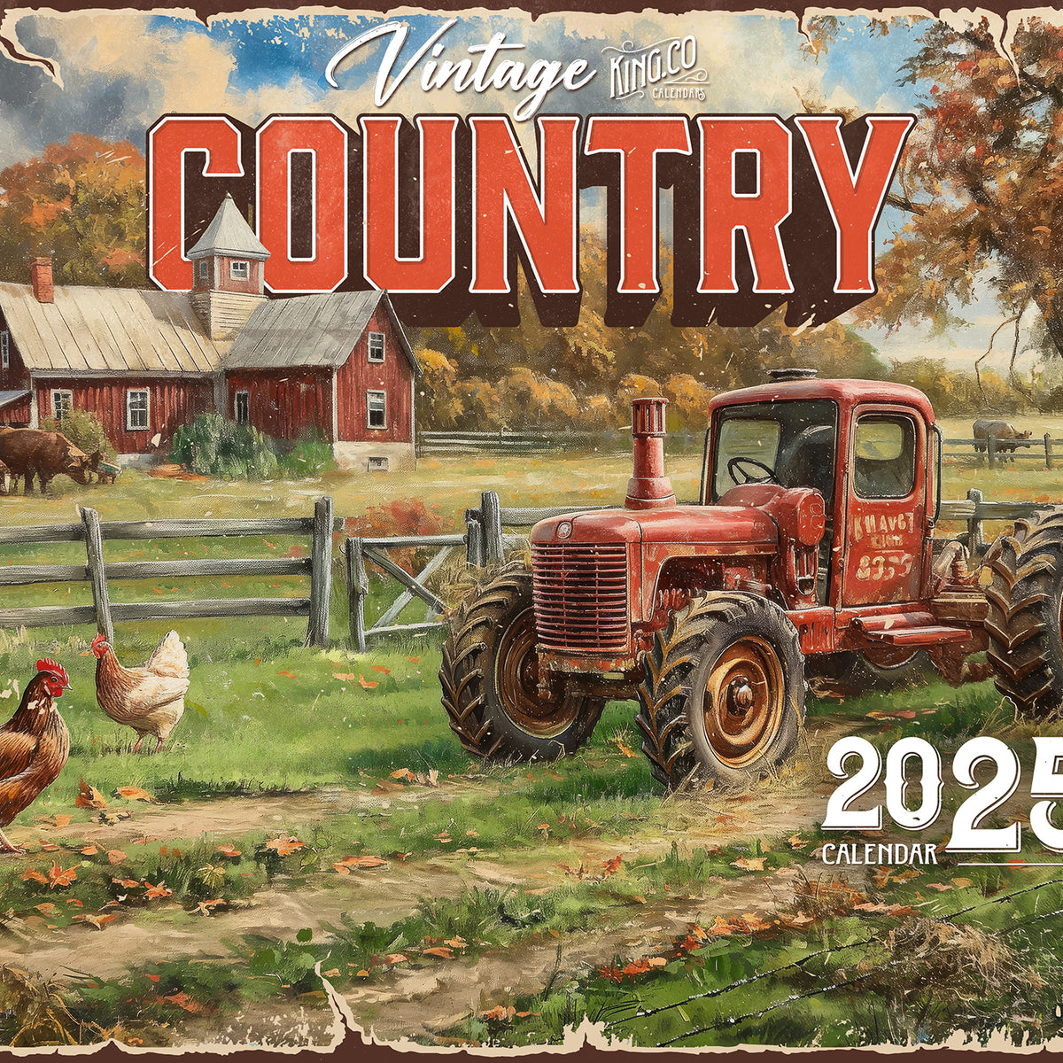 2025 Vintage Country Wall Calendar 16-Month X-Large Size 14x22, Best ...