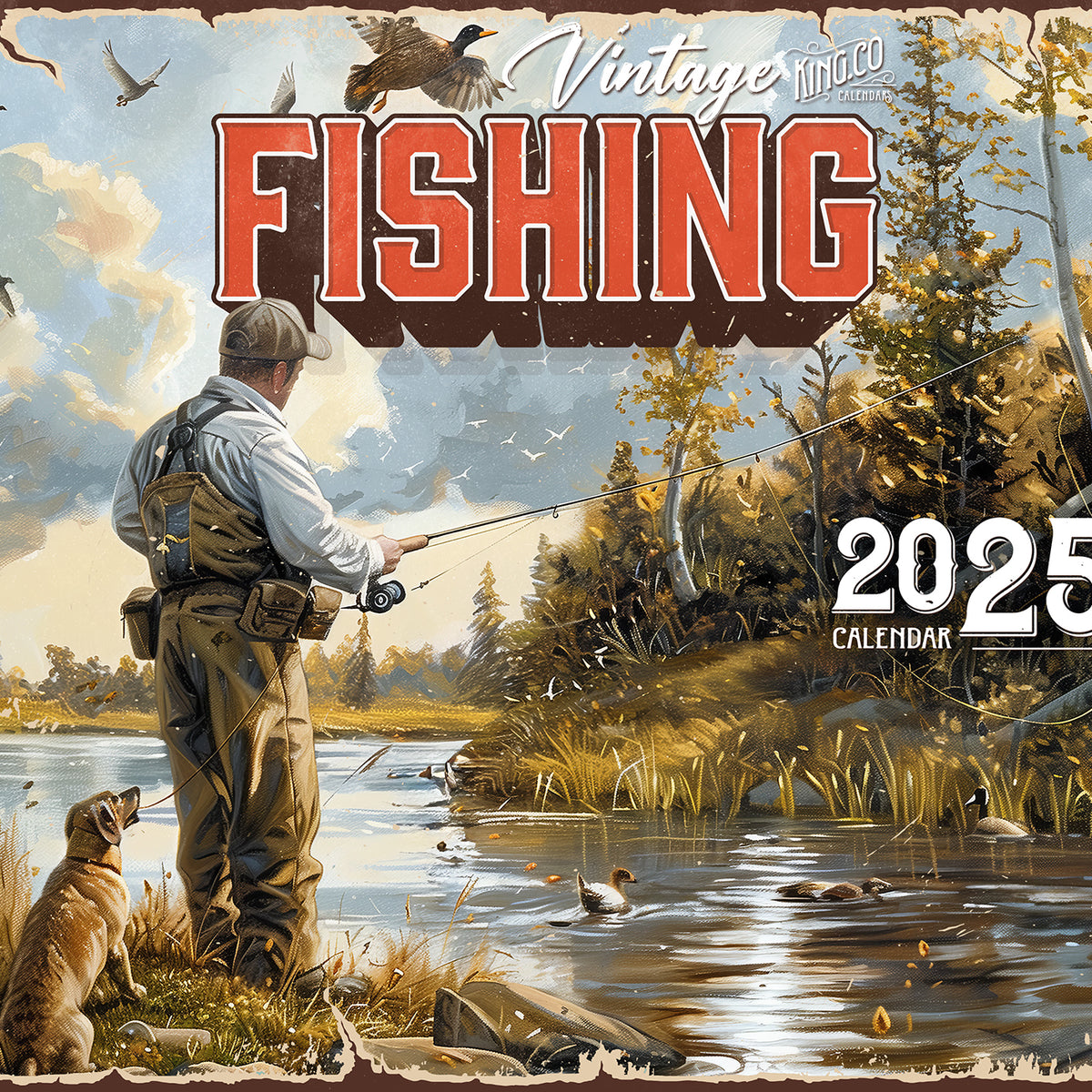 2025 Vintage Fishing Wall Calendar 16-Month X-Large Size 14x22, Best ...