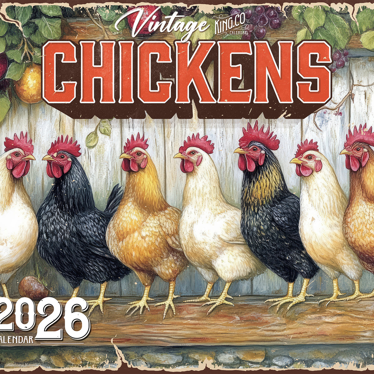 2026 Vintage Country Chickens Wall Calendar – Rustic Farmhouse Charm ...