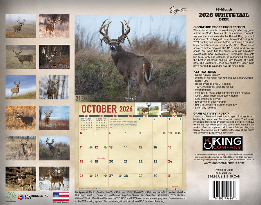 2026 Whitetail Deer Signature Series Wall Calendar – Trophy Bucks – The ...
